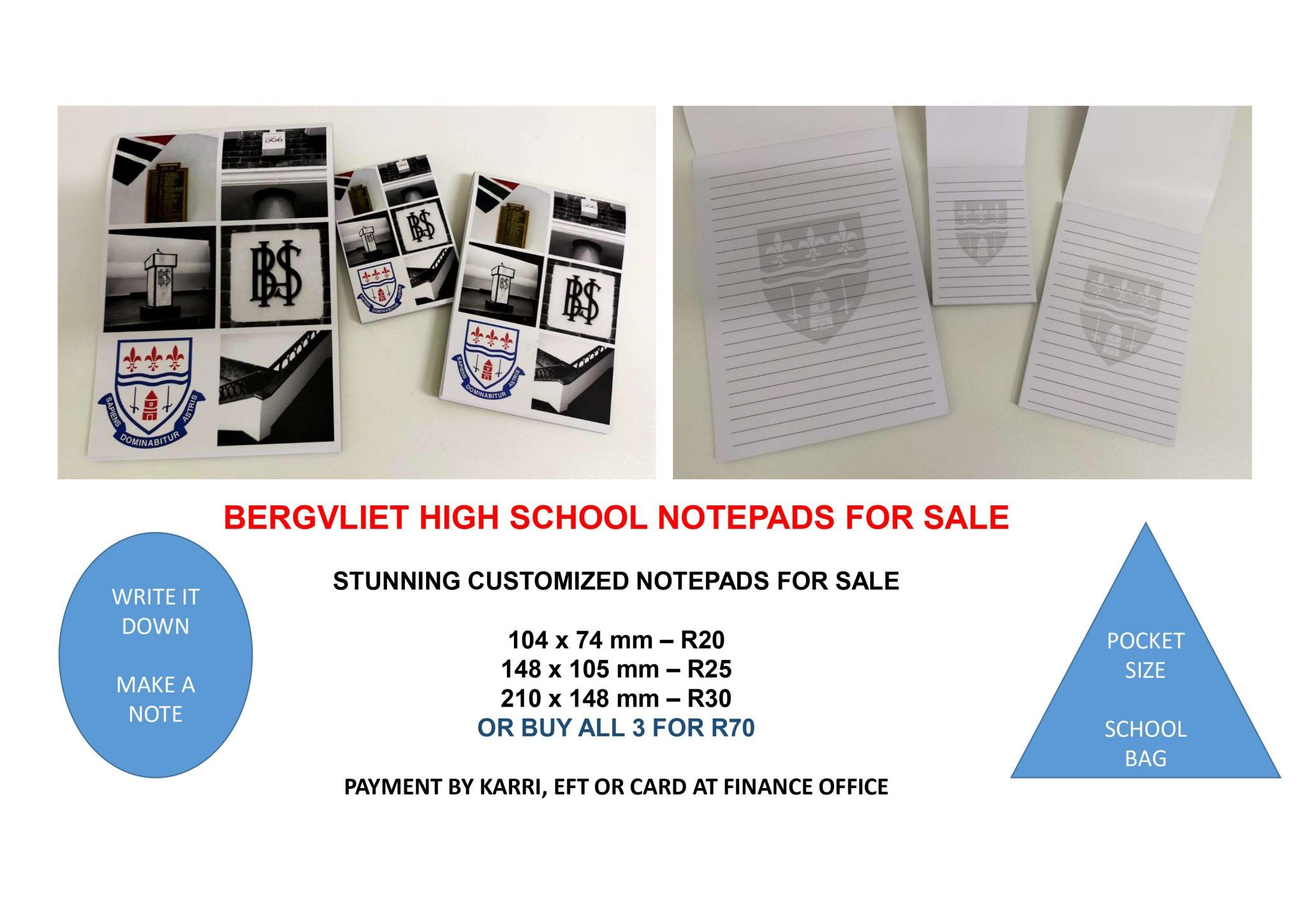 Bergvliet High School Notepads For Sale - Bergvliet High School
